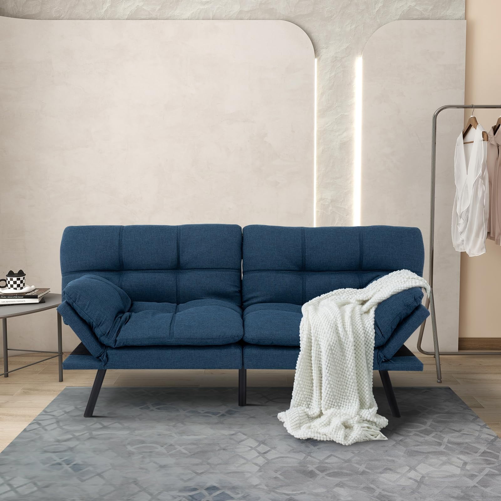 71" Futon Couch Filled with Memory Foam, Convertible Futon Sofa Bed ...