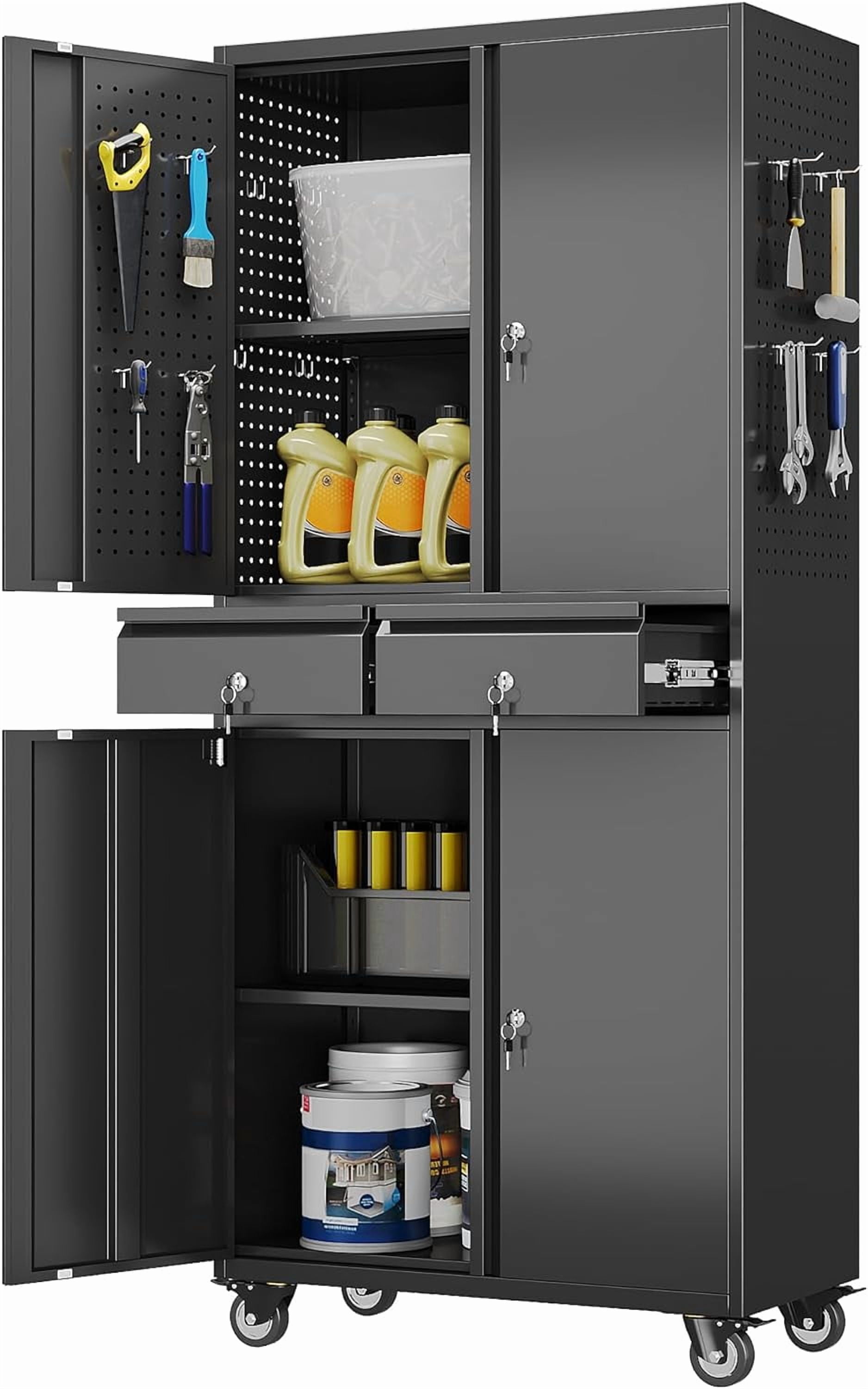 71" H 2 Drawer Metal Storage Cabinet with Wheels and 4 Pegboards ...