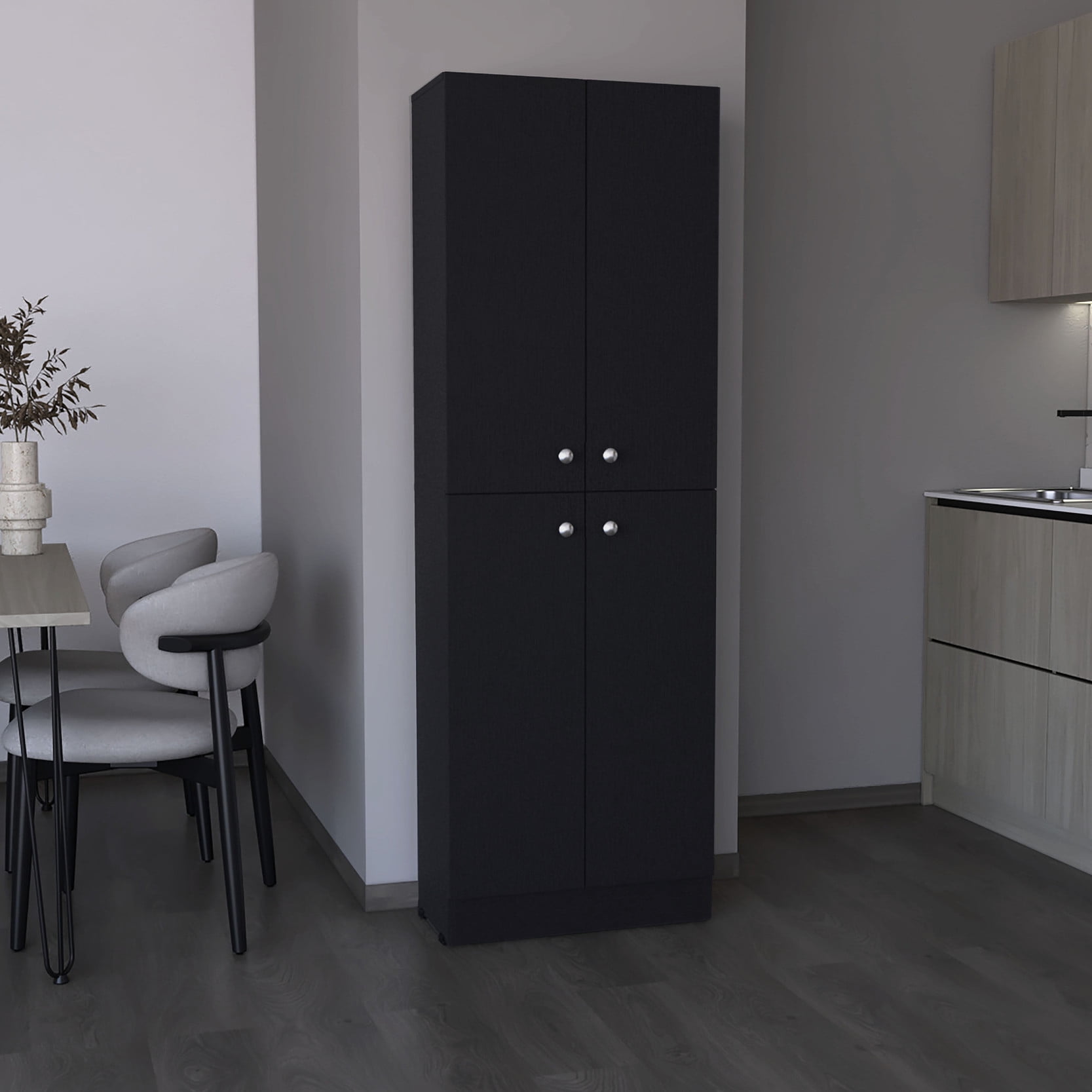 4 - Door, 5 - Shelf Black Kitchen Pantry - Offers Ample Storage Space ...