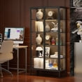 71" H Display Cabinet with Glass Doors, Display Case with LED Sensor ...