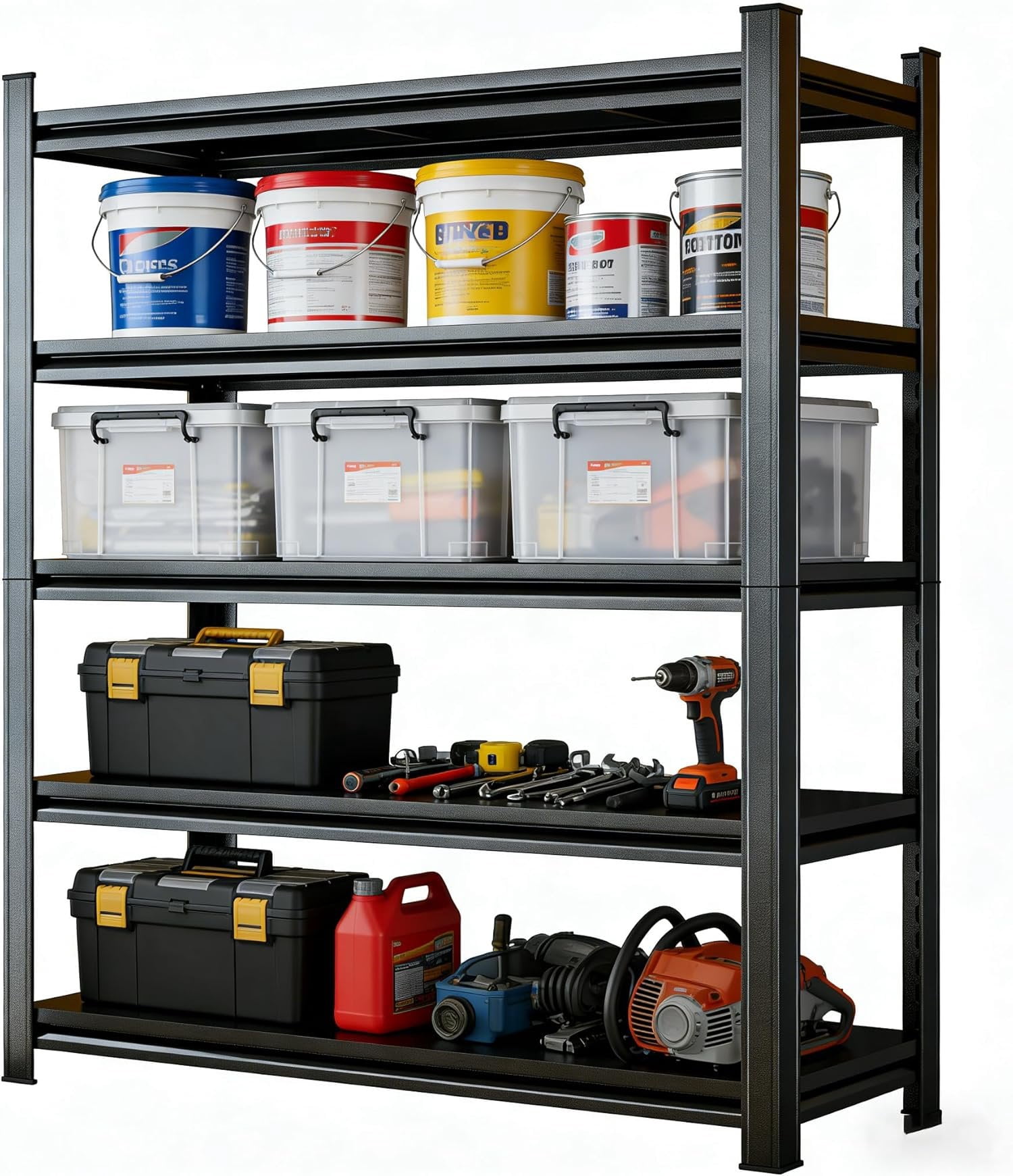 71" H Garage Shelving,5-Tier Heavy Duty Storage Shelves, Adjustable ...