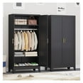 71" H Metal Armoire Wardrobe Closet, Adjustable Shelve, Clothes Drying ...