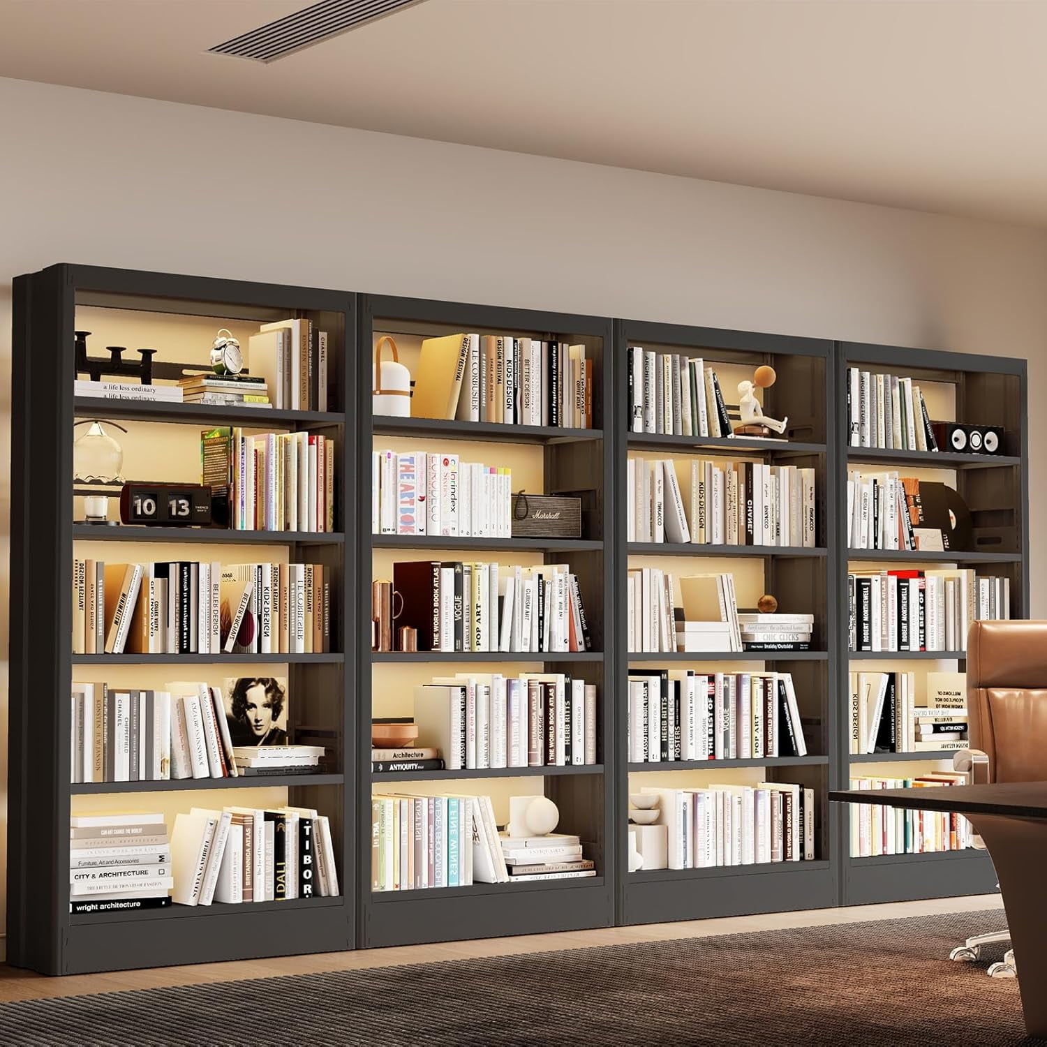 71" H Metal Bookshelf,5 Tier Bookcase with Adjustable Shelves,Tall ...