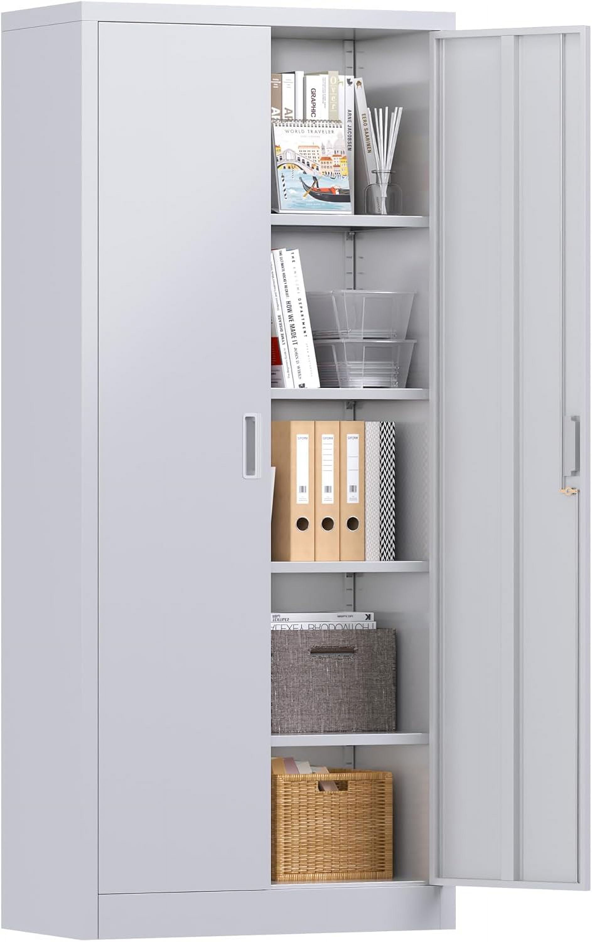 71" H Metal Garage Storage Cabinet with Lock, Steel Lockable File ...