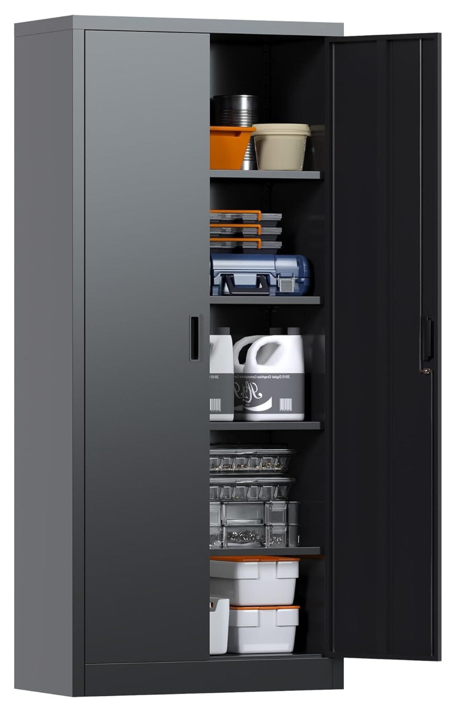 71" H Metal Garage Storage Cabinet with Lock, Steel Lockable File ...
