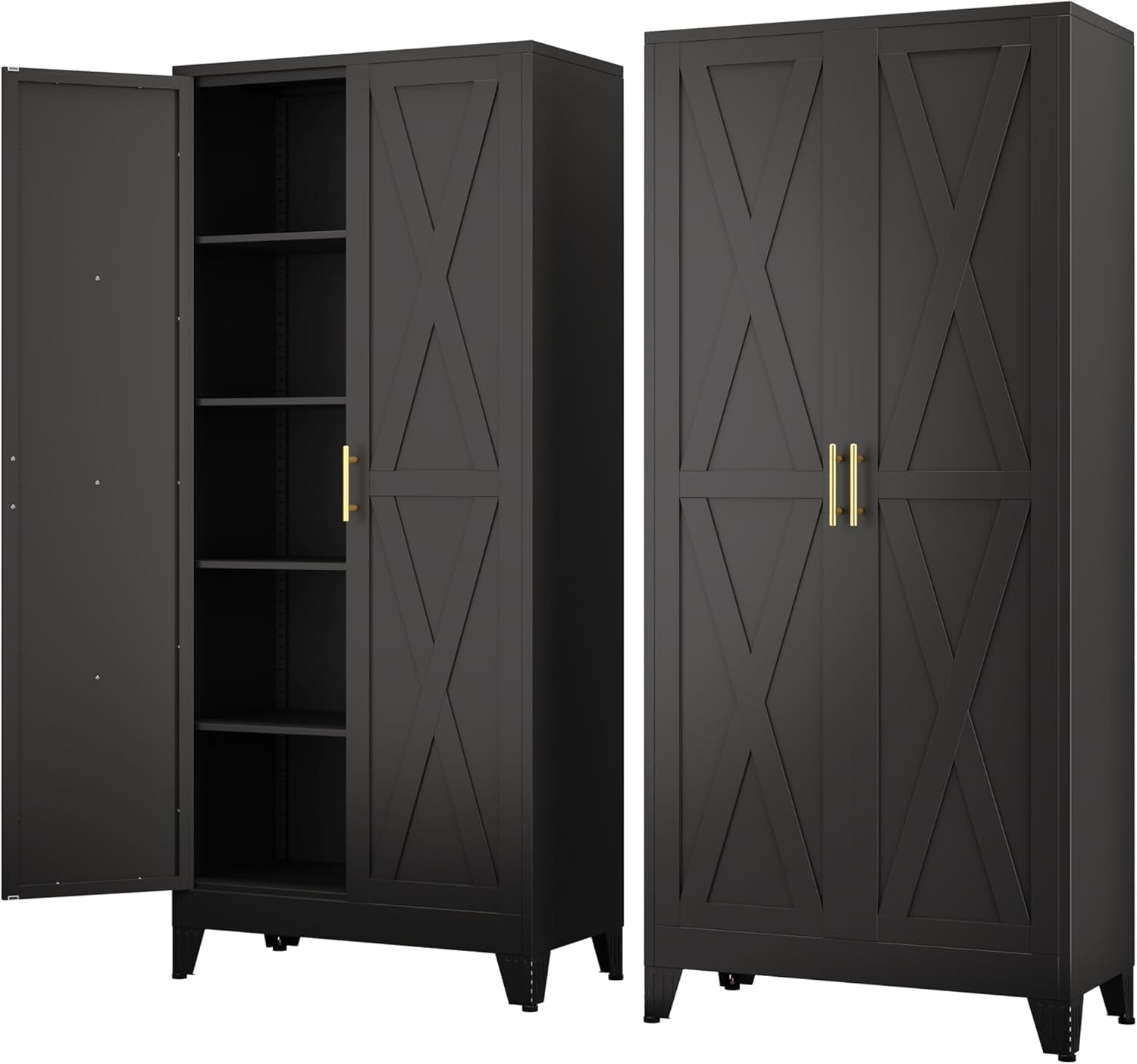 71" H Metal Kitchen Pantry Storage Cabinet with Doors and Adjustable ...
