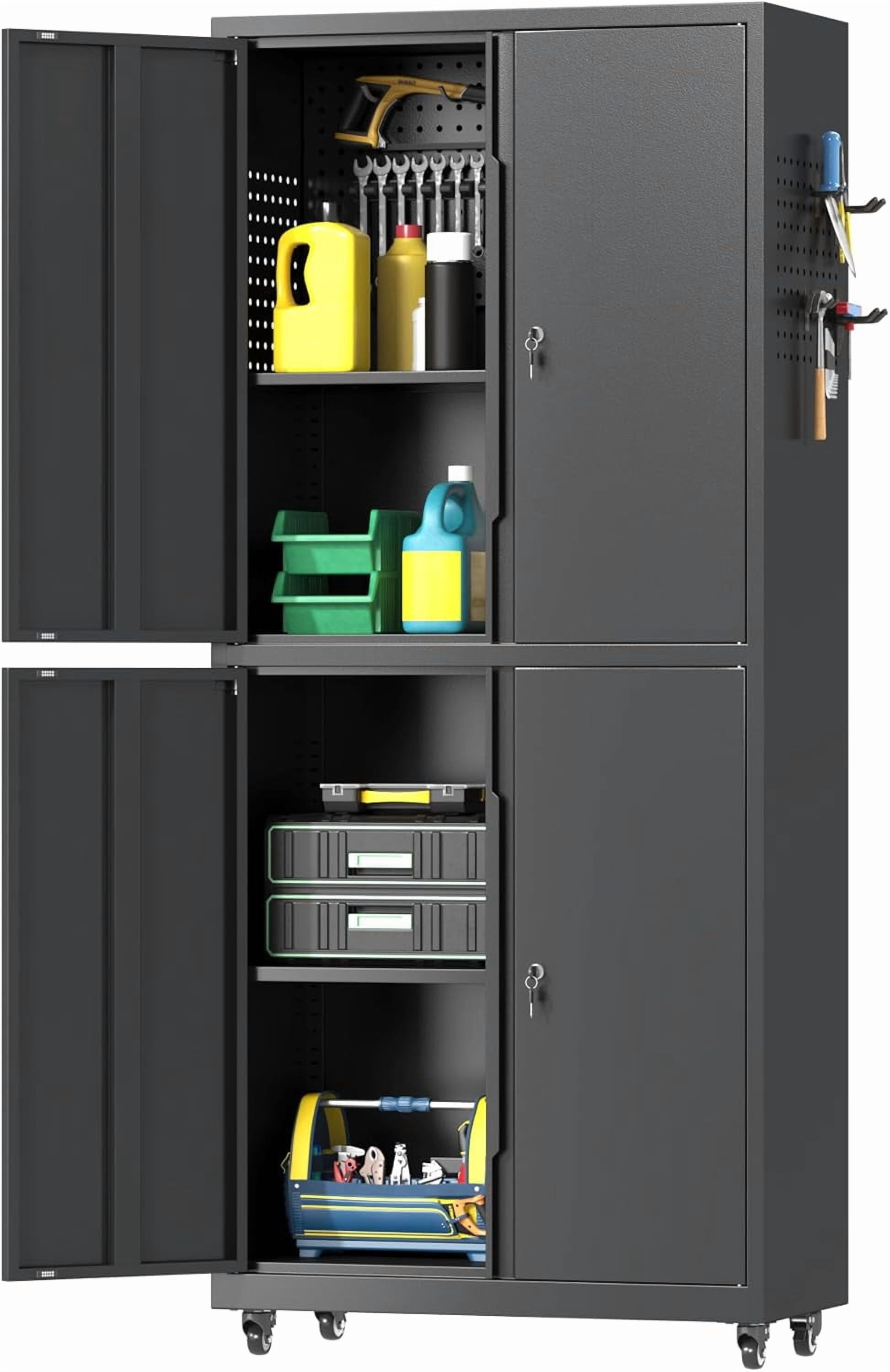 71" H Metal Tool Storage Cabinet with Lock and Wheels, Heavy Duty ...