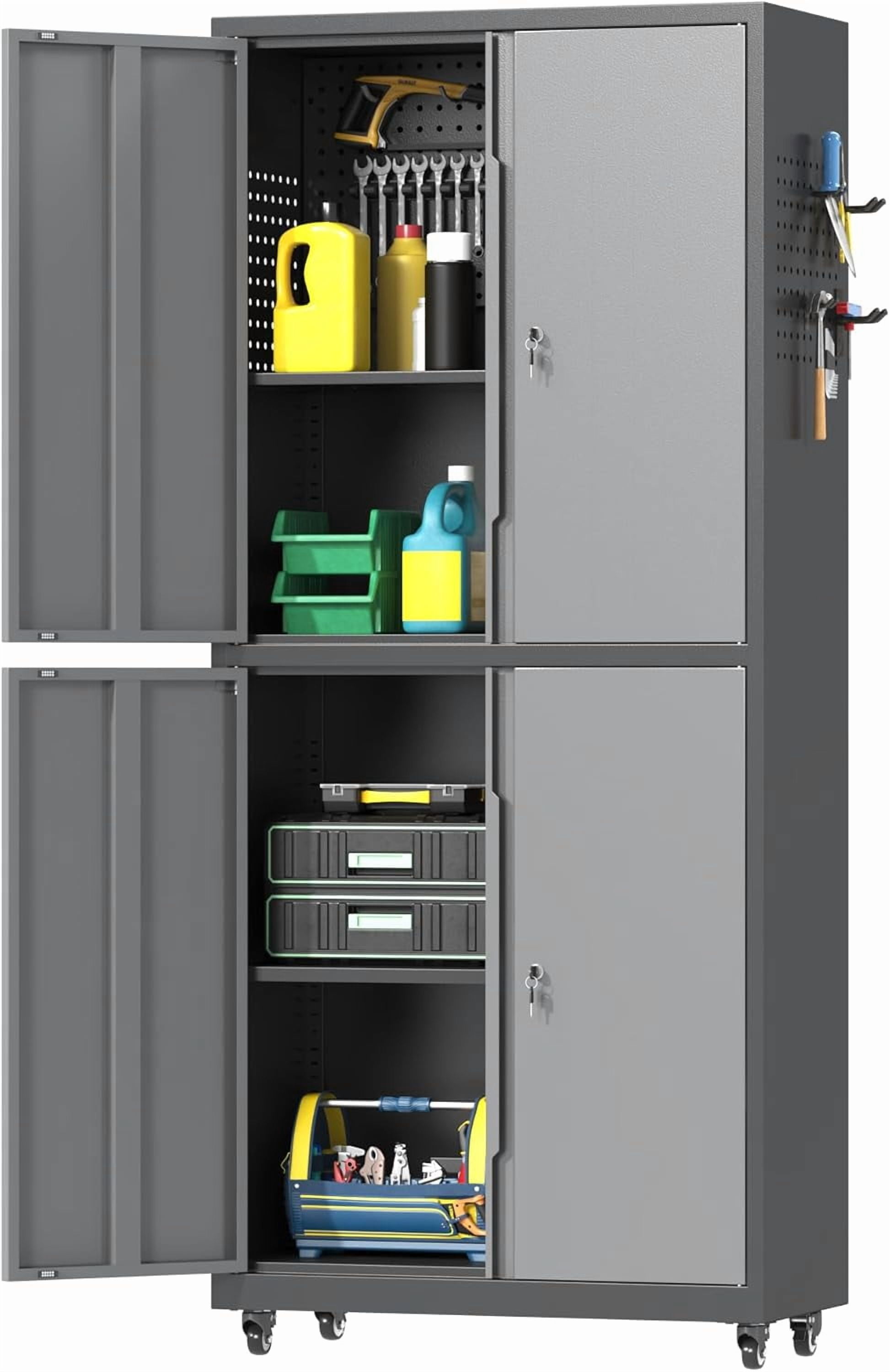 71" H Metal Tool Storage Cabinet with Lock and Wheels, Heavy Duty ...
