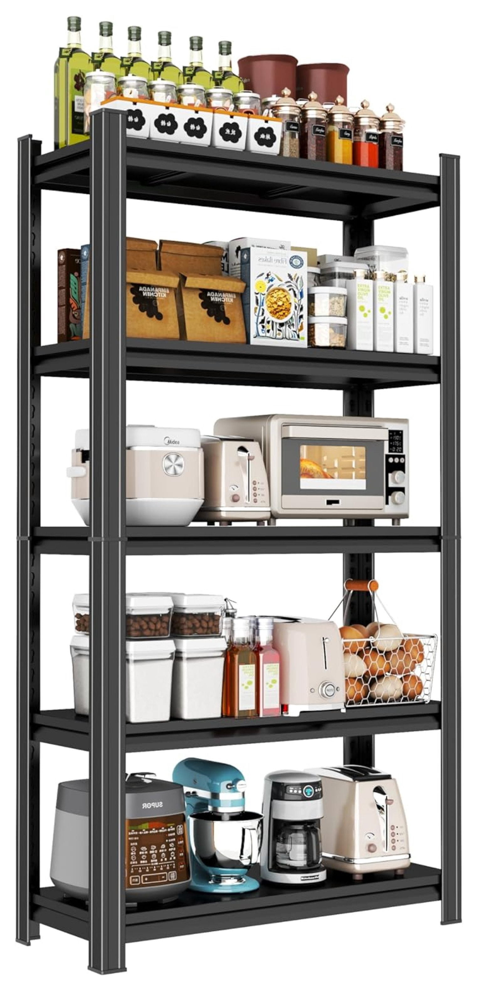 71"H Storage Shelves, 5-Tier Pantry Snack Narrow Organizer Shelf ...