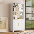 71" H Tall Metal Bookcases and Bookshelves with 2 Doors and Adjustable ...