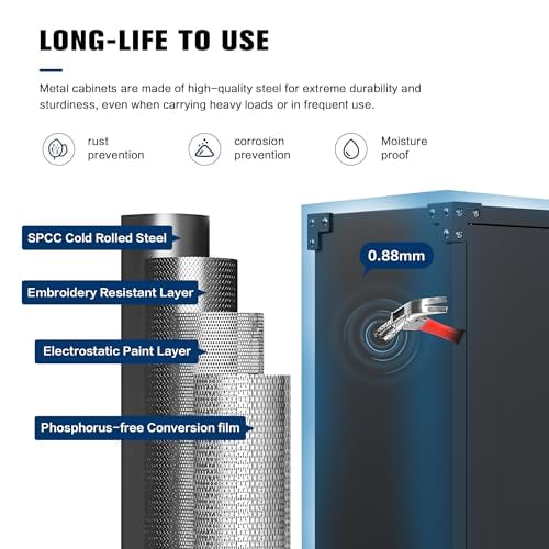 71" H Tall Metal Storage Cabinets with Doors and 4 Adjustable Shelves ...