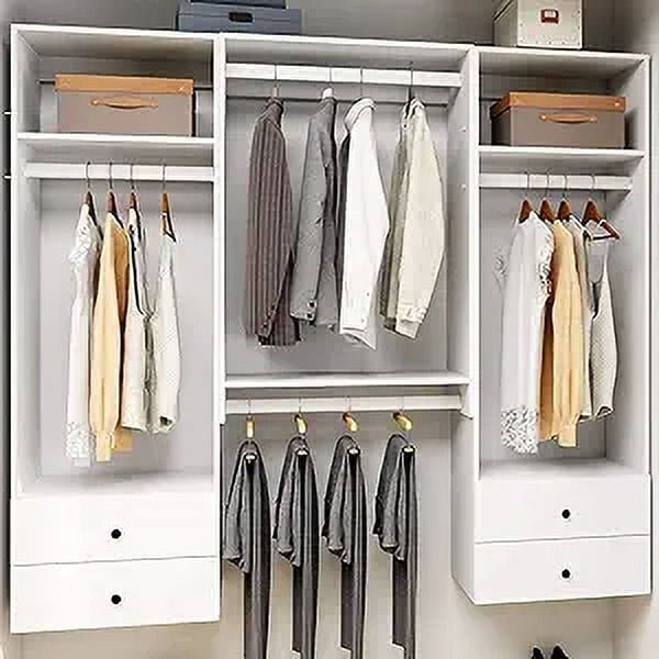 71"H Wardrobe Closet Organizer System with Drawers, Walk in Closet ...