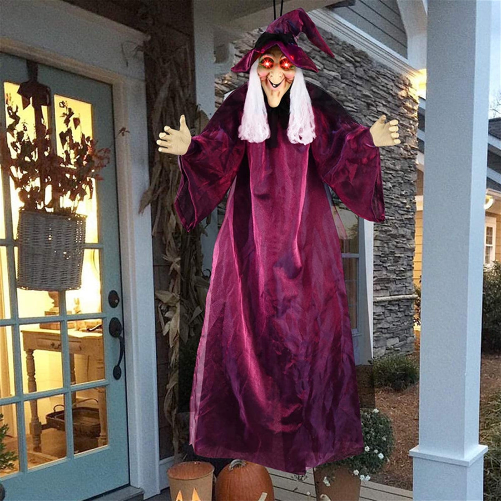 71" Halloween Animated Hanging Grim Reaper Decorations with Glowing ...