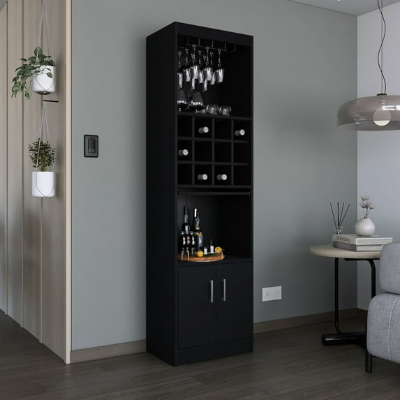 71-Inch Coffee Bar Station Cabinet | Double-Door Design for Concealed ...