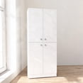 71 Inch Height Freestanding Storage Cabinet Soft White Engineered Wood ...
