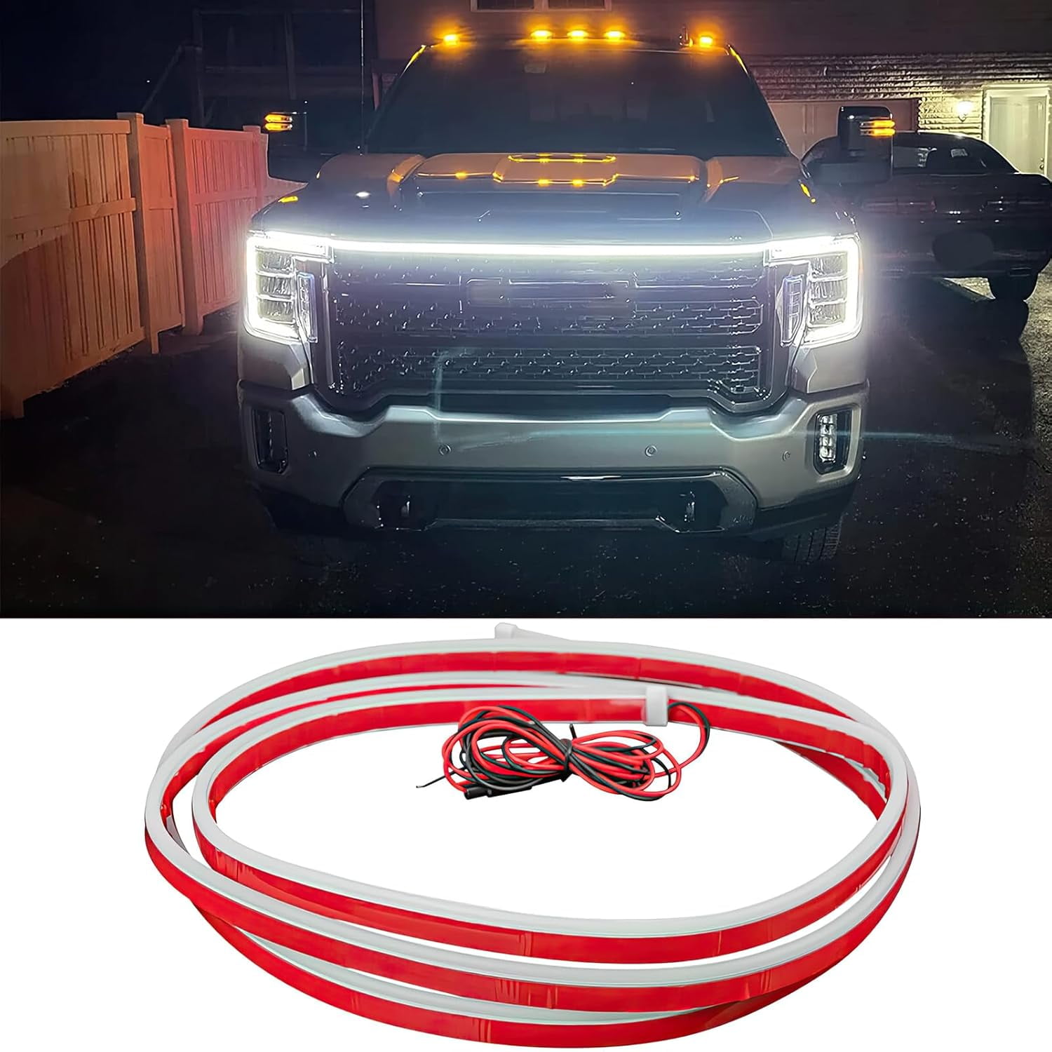 71 Inch Hood Strip, White Exterior Dynamic Hood Light, Flexible ...
