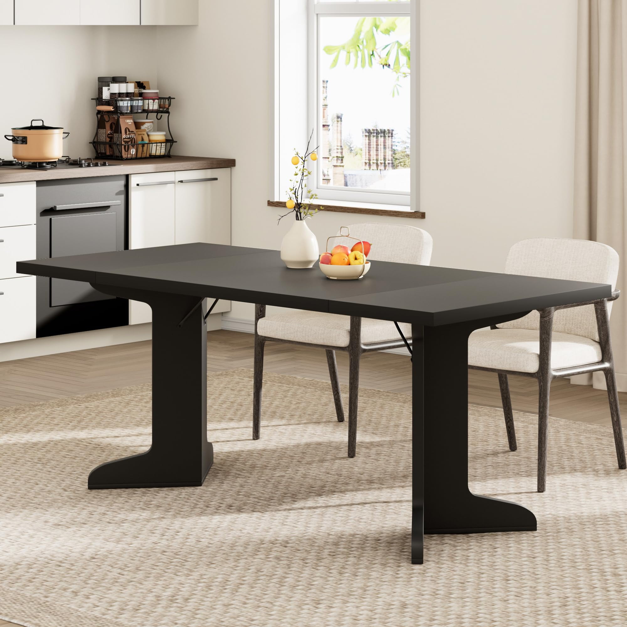 71-Inch Large Dining Table for 6 to 8 People, Modern Rectangular Dinner ...