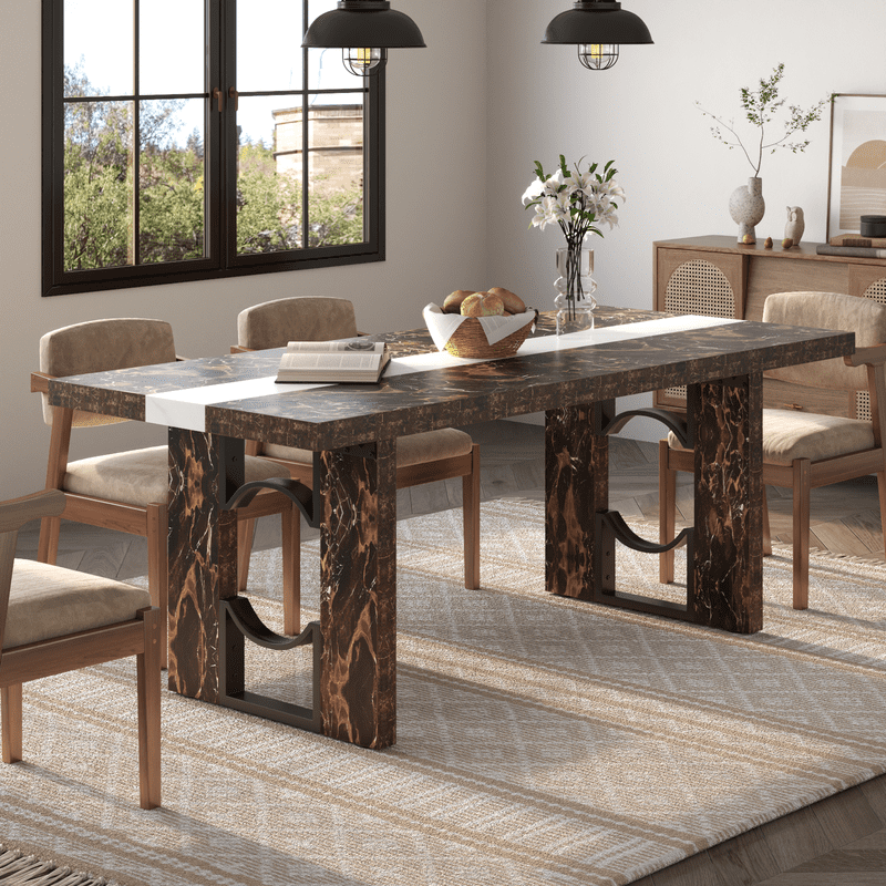 71 Inch Large Rectangular Dining Table for 6-8 People, Modern Kitchen ...