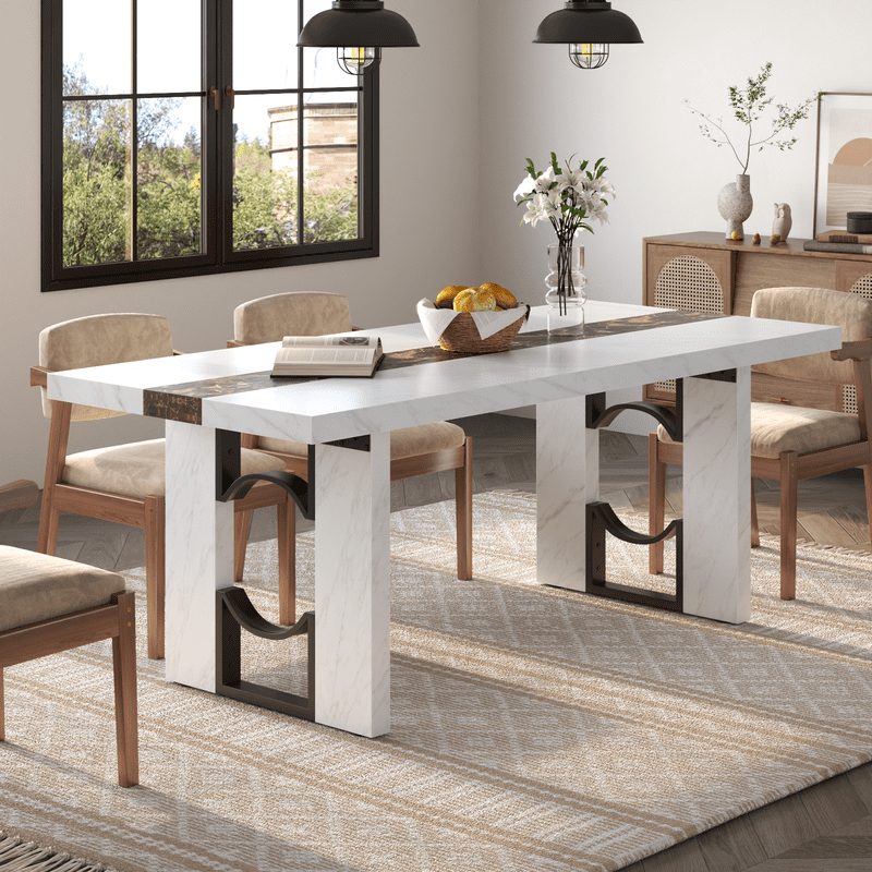 71 Inch Large Rectangular Dining Table for 6-8 People, Modern Kitchen ...