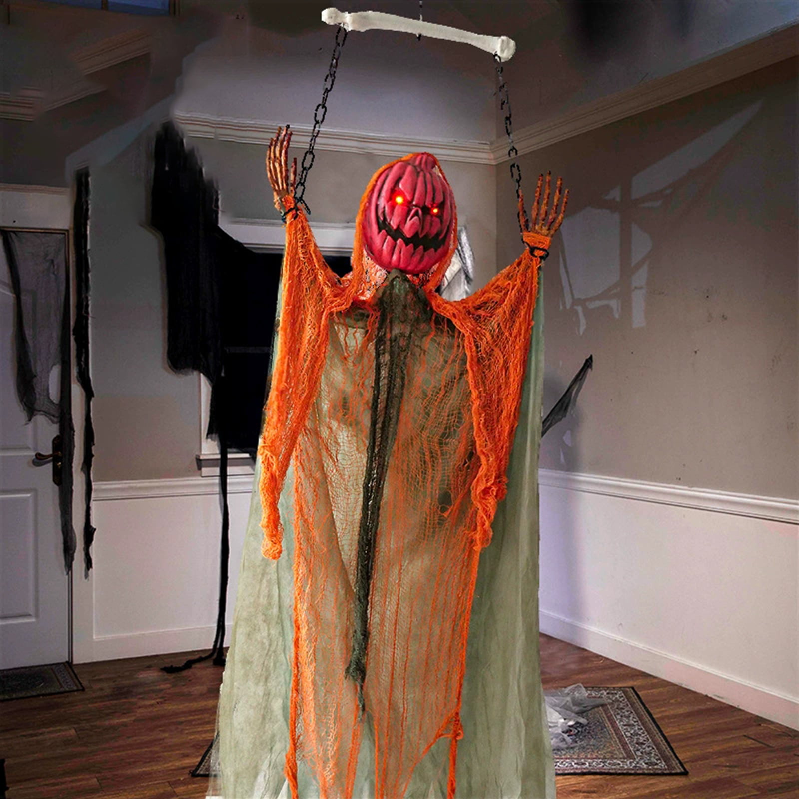 71 Inch Life Size Classic Witch Decoration with Creepy Wrinkled Face ...
