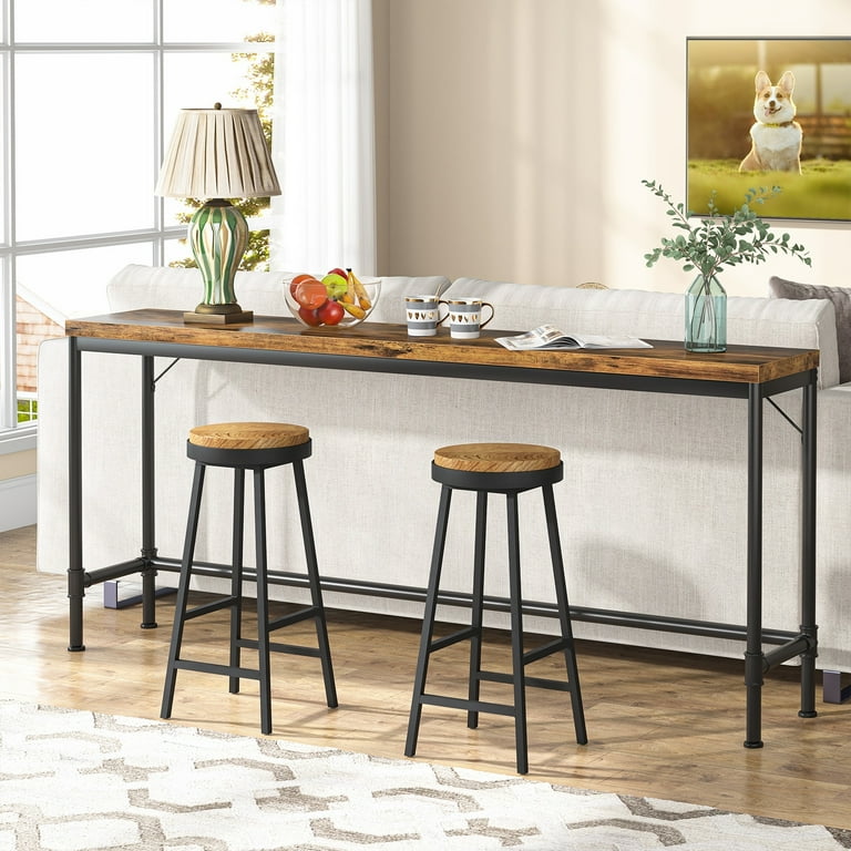 71 Inch Long Narrow Console Table 37.4 Inches Height Bar Table Brown