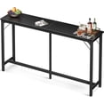 71 Inch Rectangular Bar Height Table with Metal Frame and Industrial ...