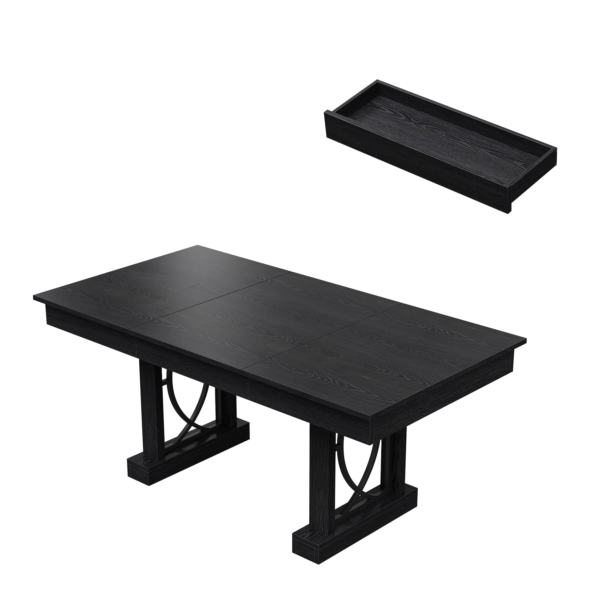 71 Inch Rectangular Farmhouse Dining Table with 2 Storage Drawers ...