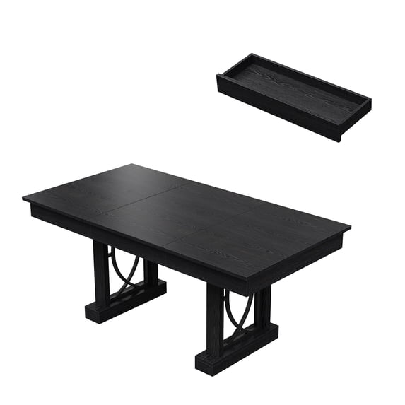 71 Inch Rectangular Farmhouse Dining Table with 2 Storage Drawers ...