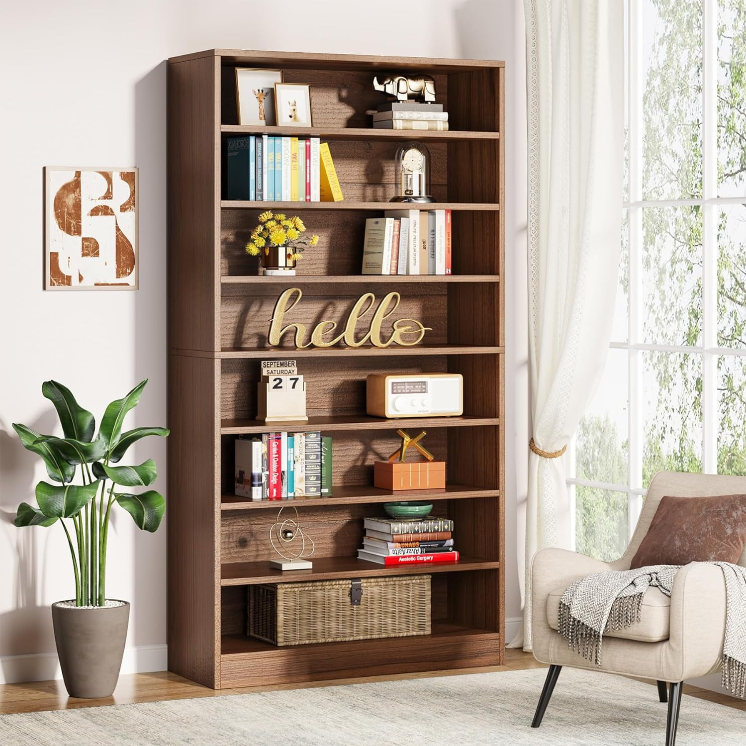71 Inch Tall Bookcase Freestanding Bookshelf 9 Tier Large Open Display ...