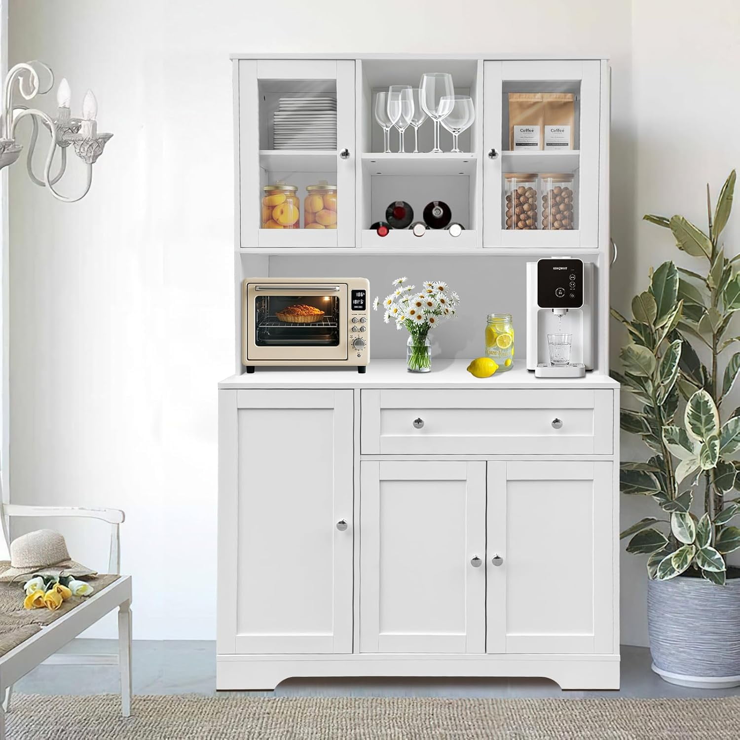 71 Inch Tall Kitchen Pantry Cabinet with Large Drawers, Freestanding ...