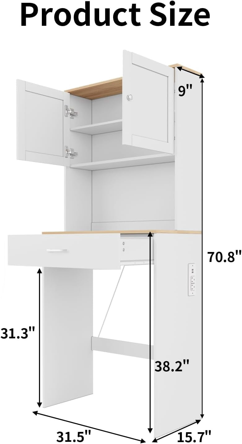 71 Inch Tall Mini Fridge Cabinet with Power Outlet, Coffee Bar Cupboard ...