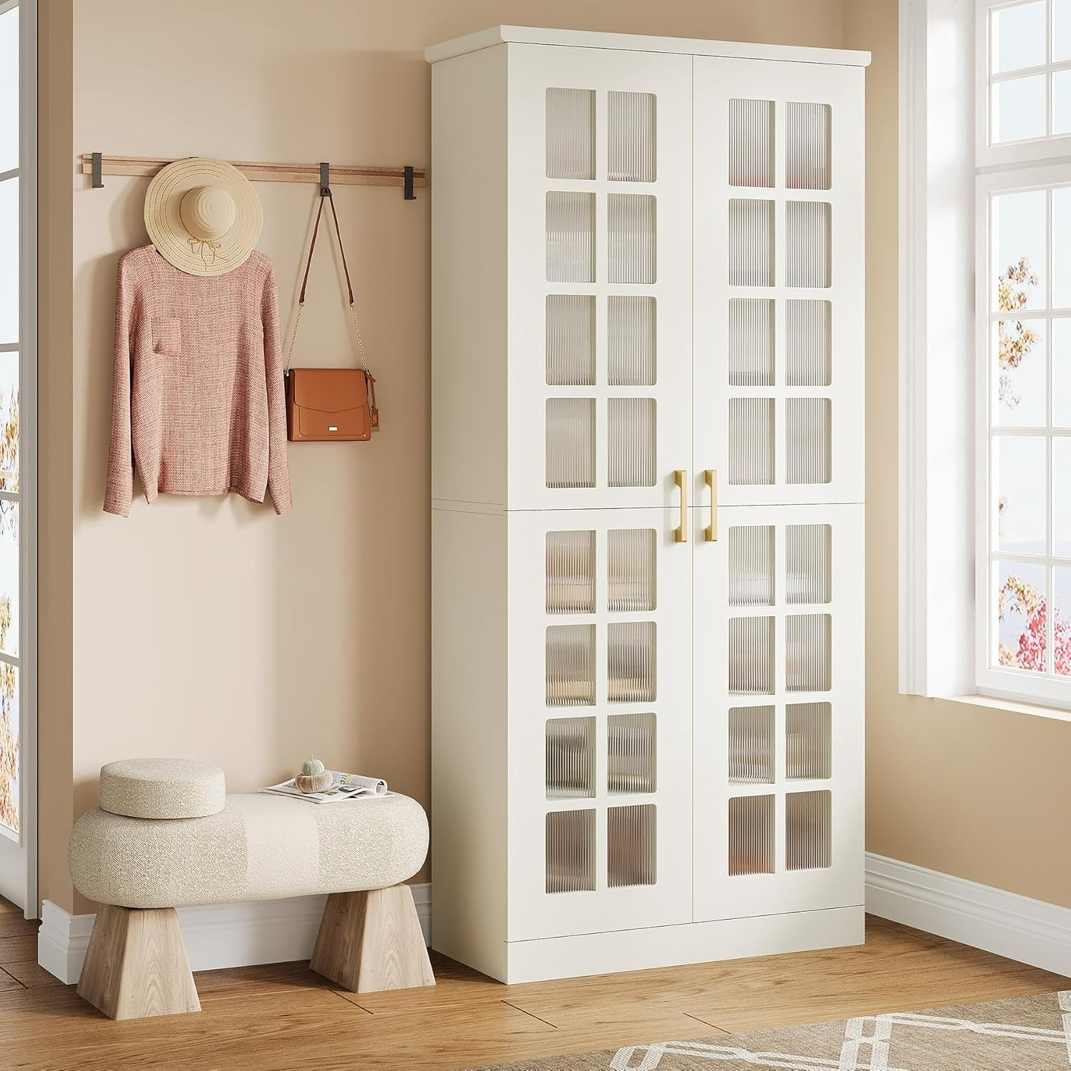 71-Inch Tall Shoe Cabinet with Doors, 8-Tier Shoe Storage with ...