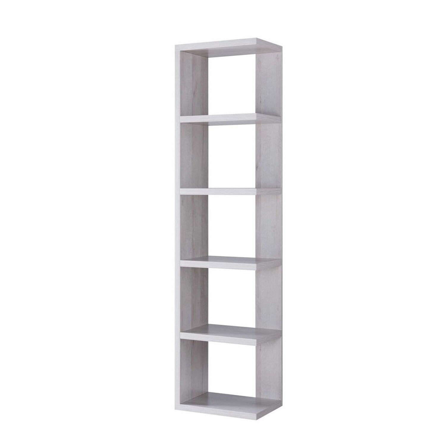 Benjara 71 Inch Wooden Open Back Display Cabinet with 5 Shelves, White ...