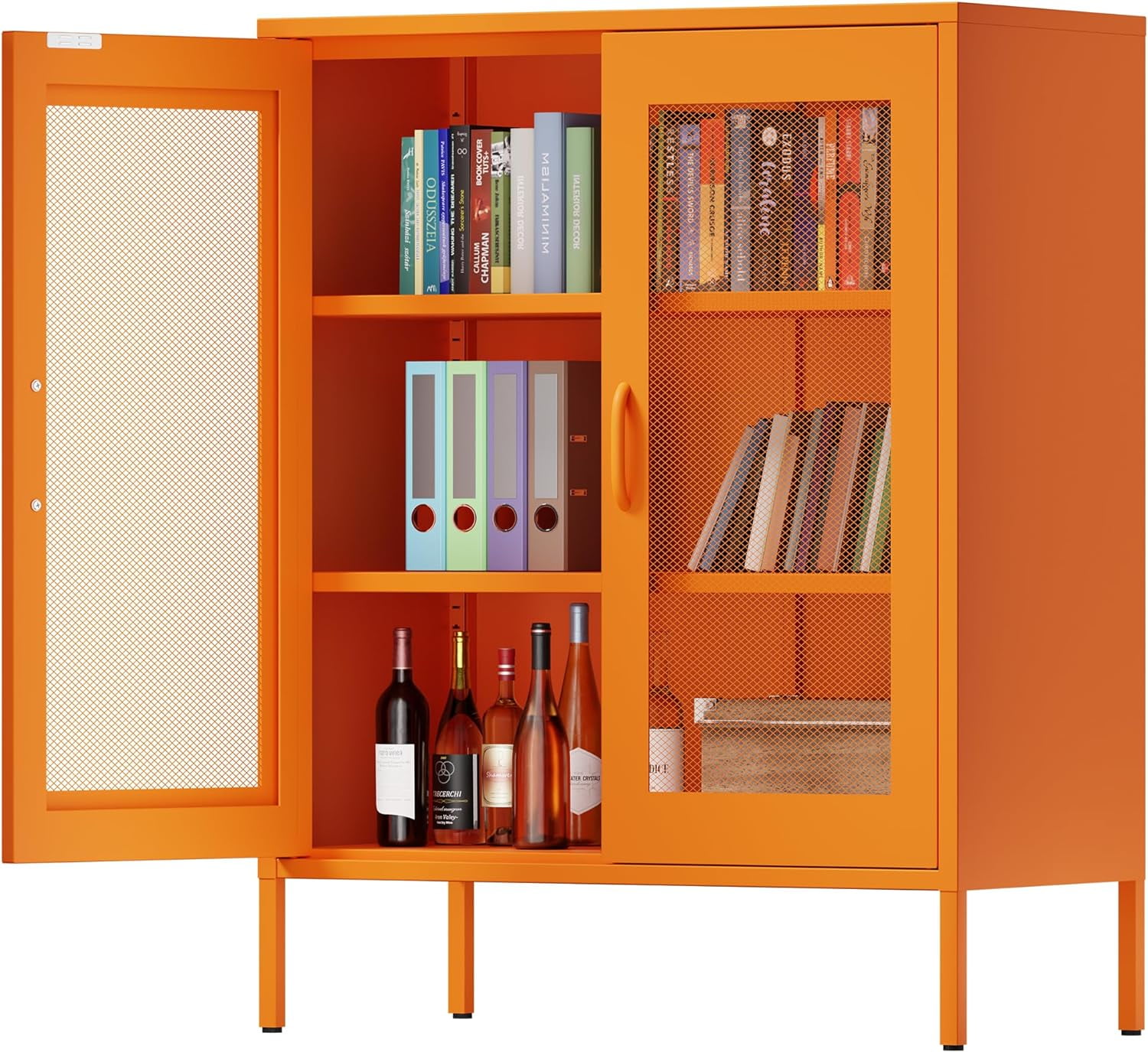 71 Inches Black Metal Wardrobe Cabinet with Hanging Rod, Metal Armoire ...