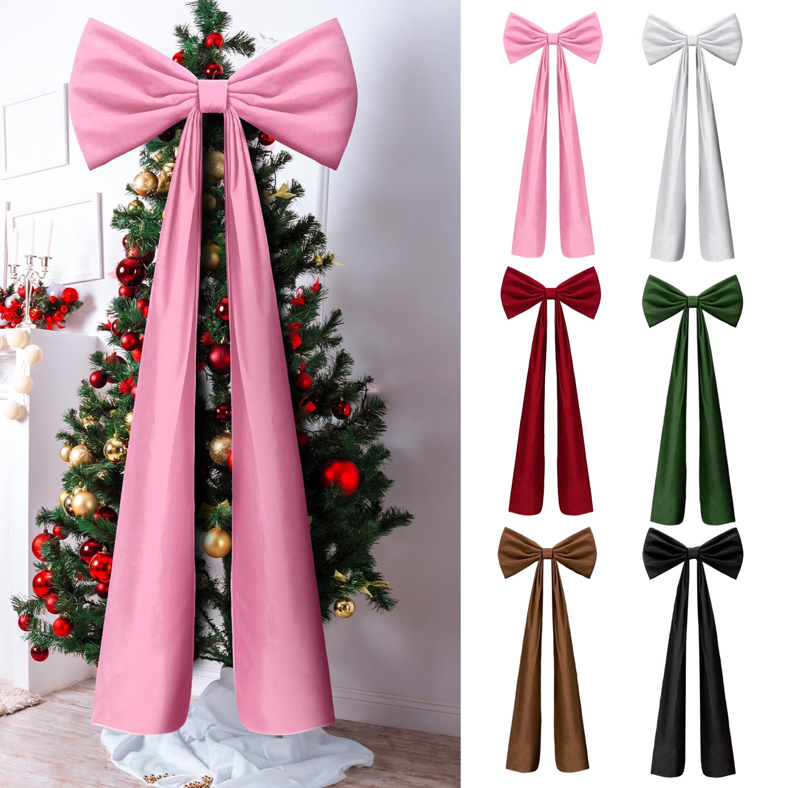 71 Inches Christmas Extra Large Velvet Bow Giant Xmas Tree Toppers Bows ...