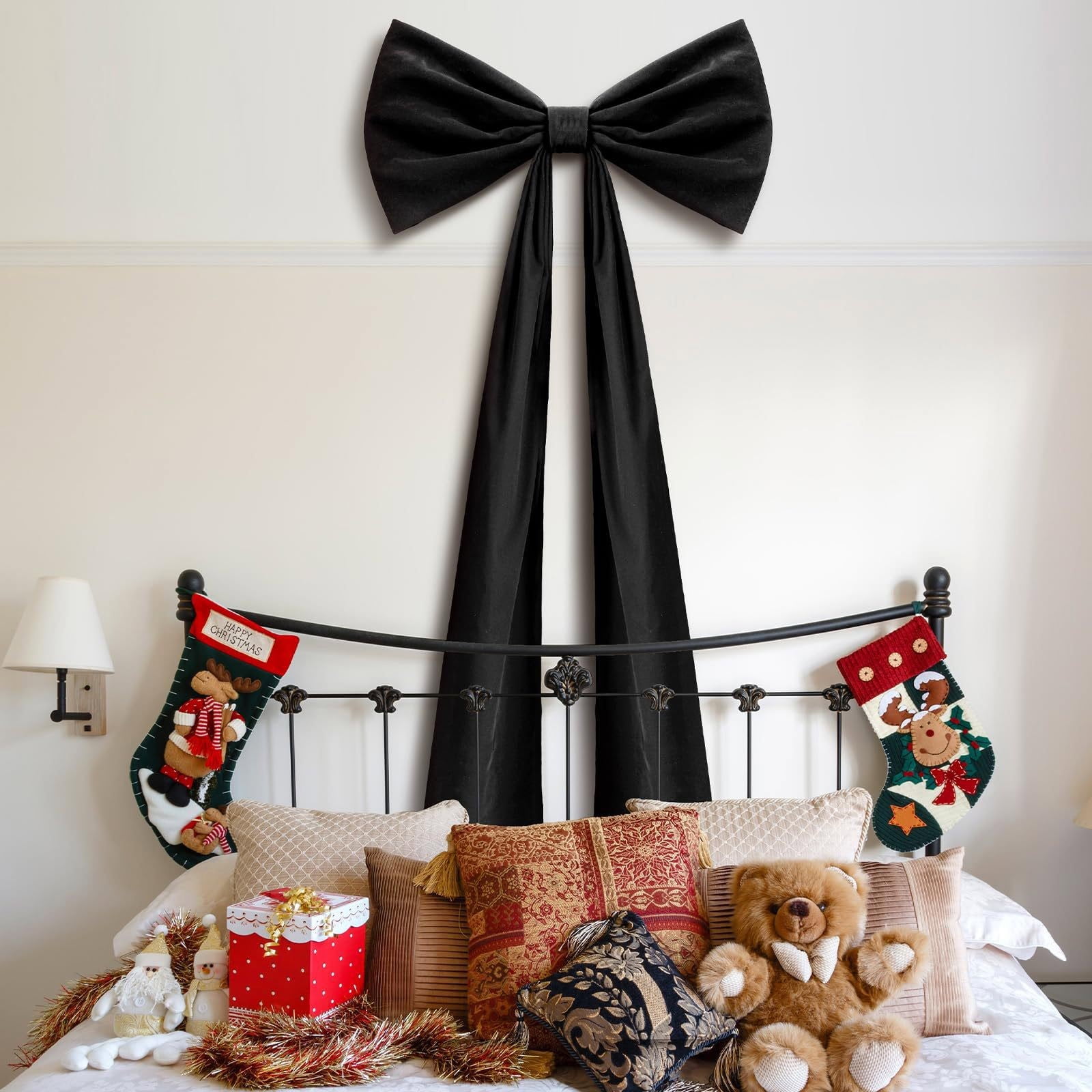 71 Inches Christmas Extra Large Velvet Bows Christmas Tree Topper Decor ...