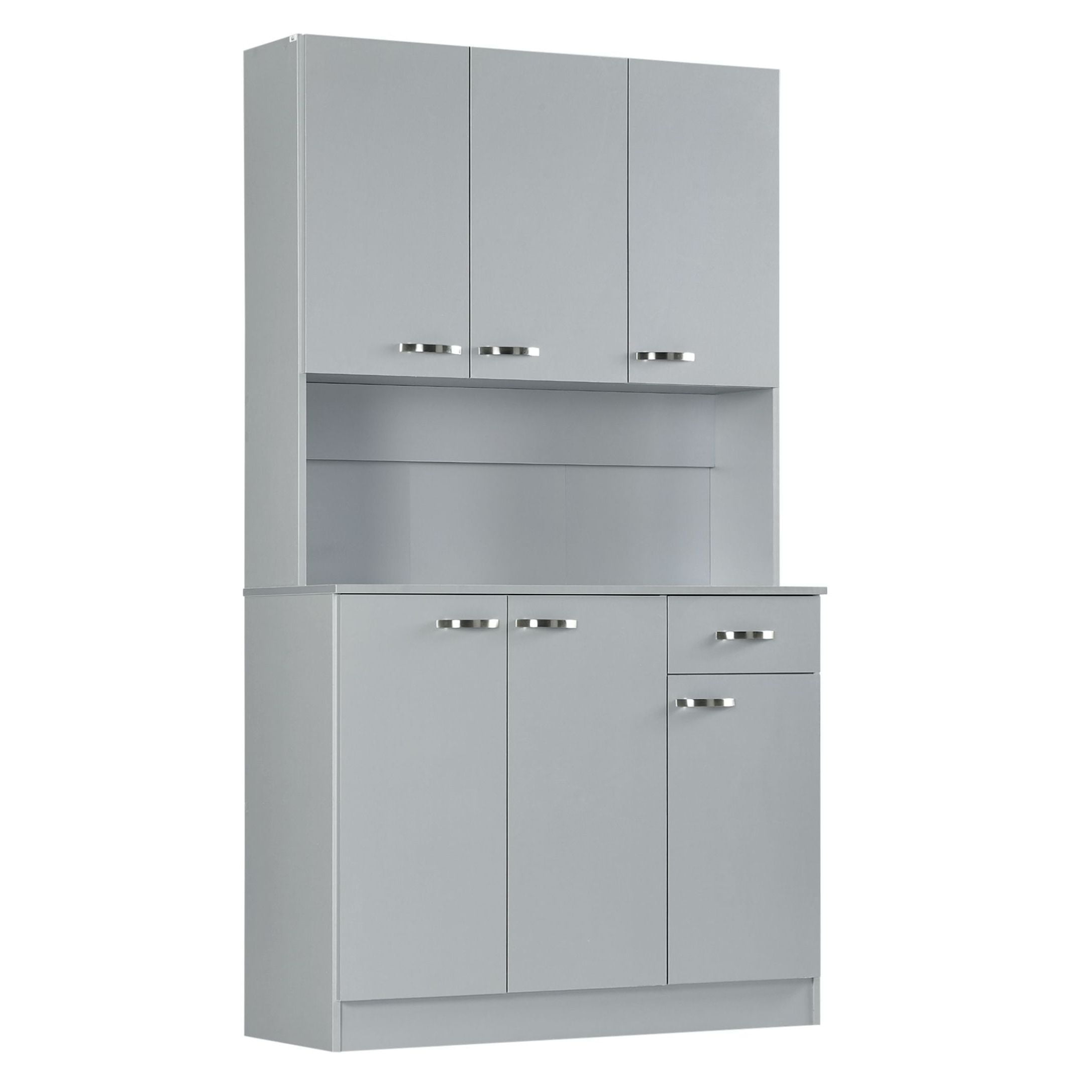71" Kitchen Buffet with Doors & Drawer, Gray Pantry Storage Cabinet ...