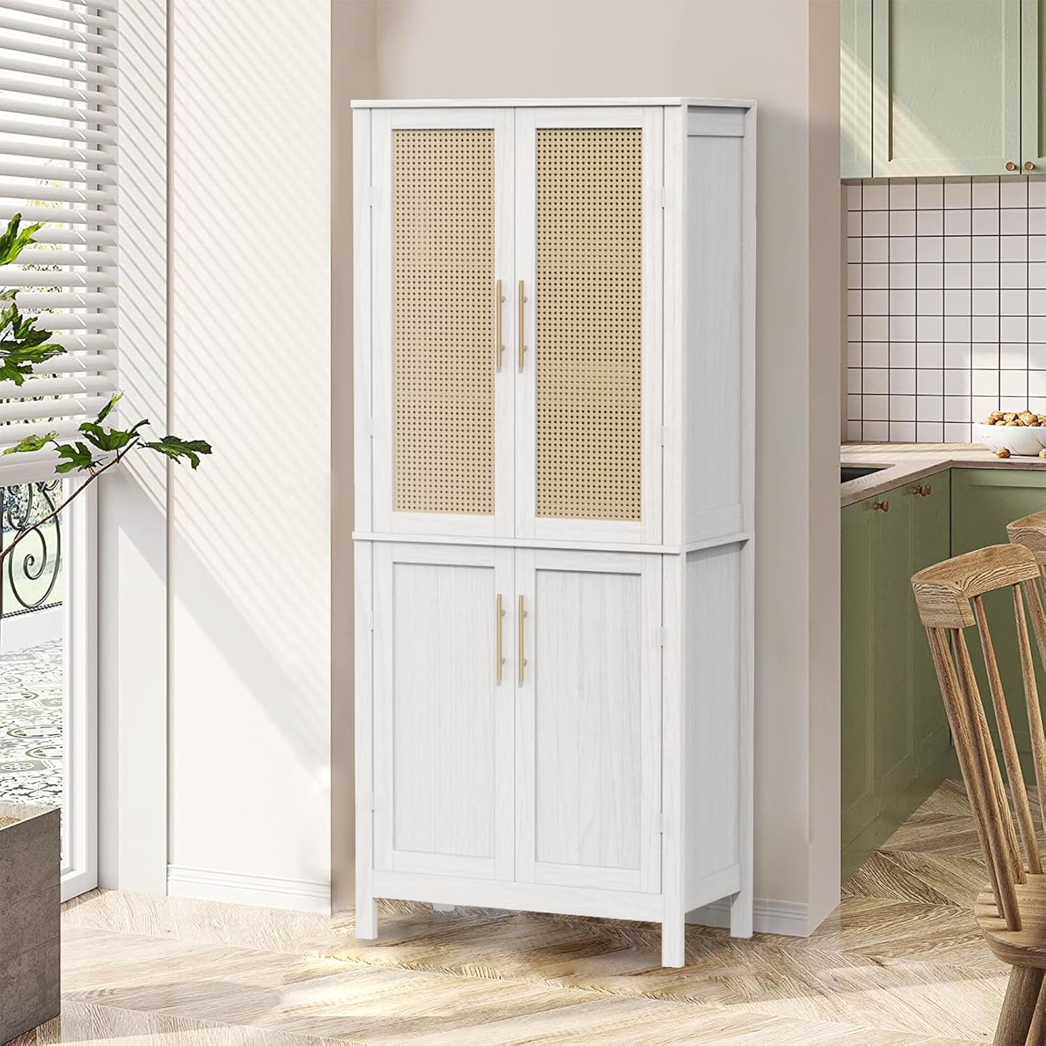 71" Kitchen Pantry Cabinet, Farmhouse Storage Cabinet with Adjustable ...