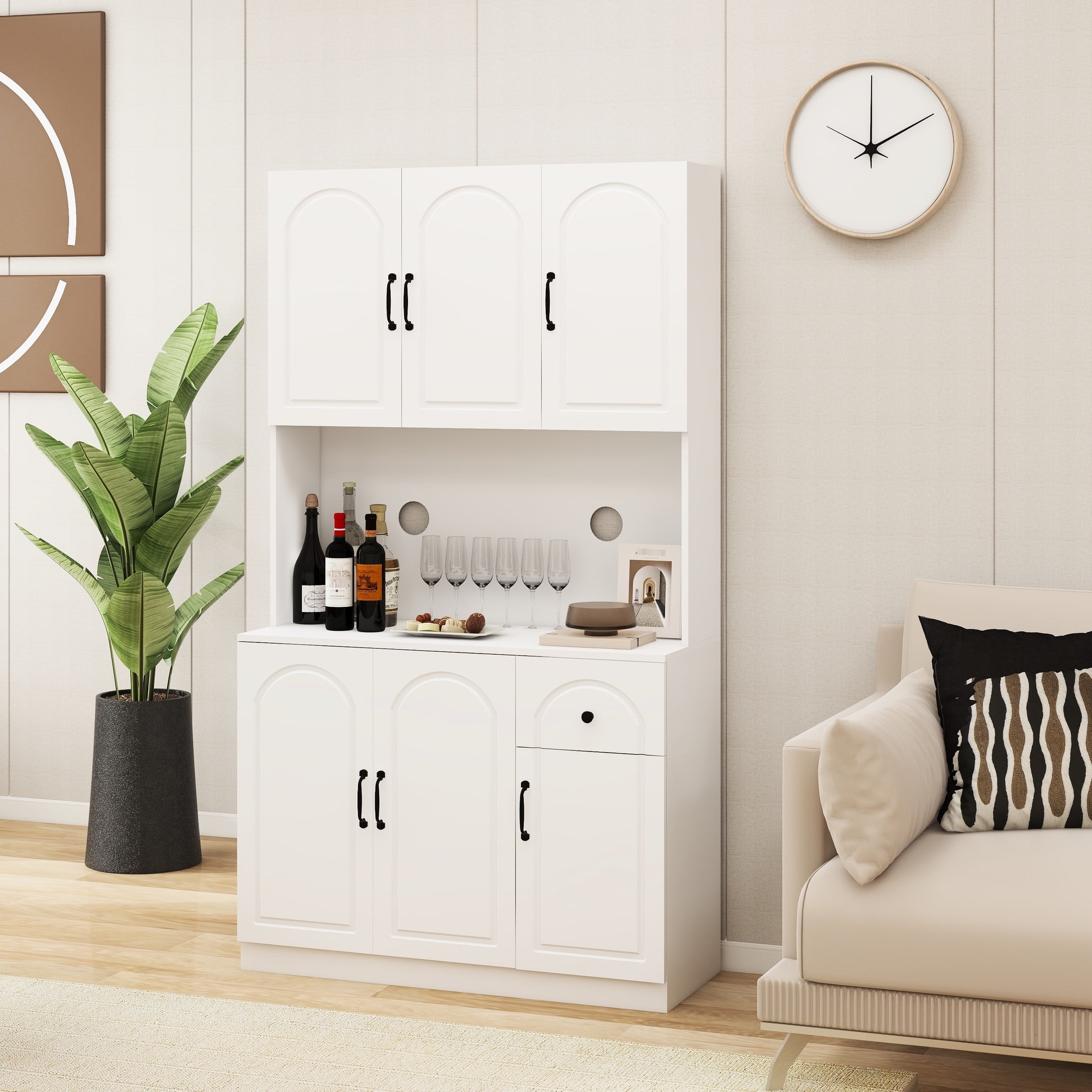 71" Kitchen Pantry Cabinet - White. Adjustable Shelves, Ample Storage ...