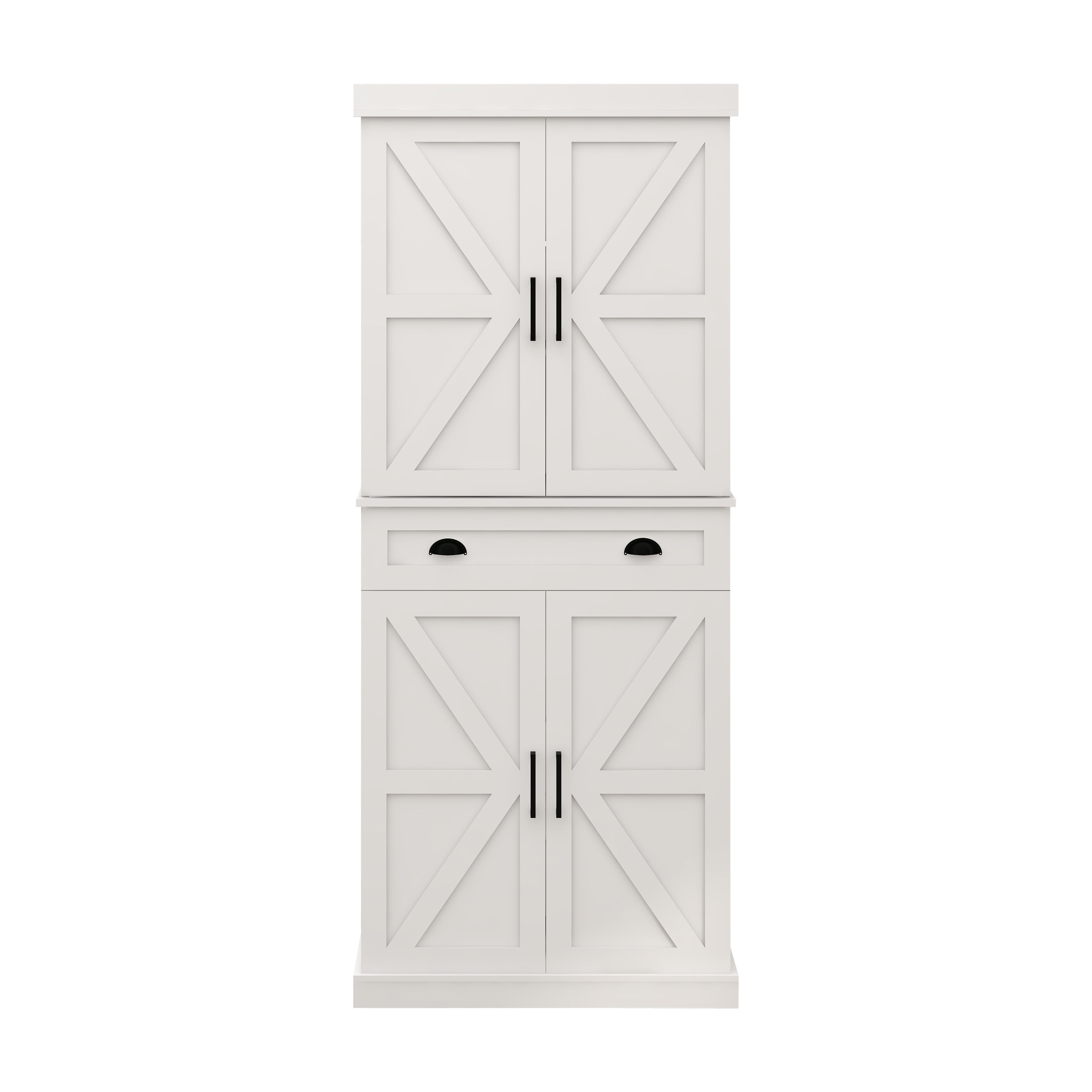 71" Kitchen Pantry Storage Cabinet - White, 4 Doors (2 with Racks), 1 ...