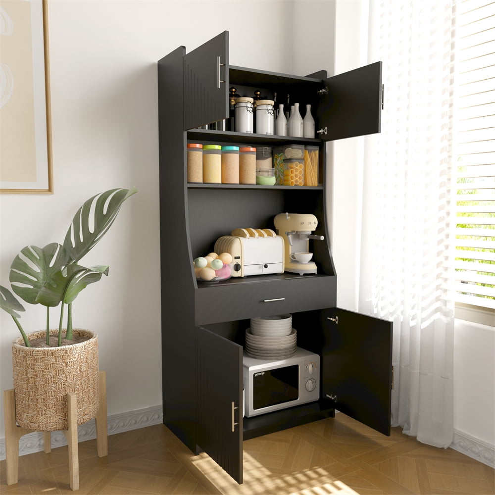 71" Kitchen Storage Cabinet with Charging Station,Pantry Cabinet with ...