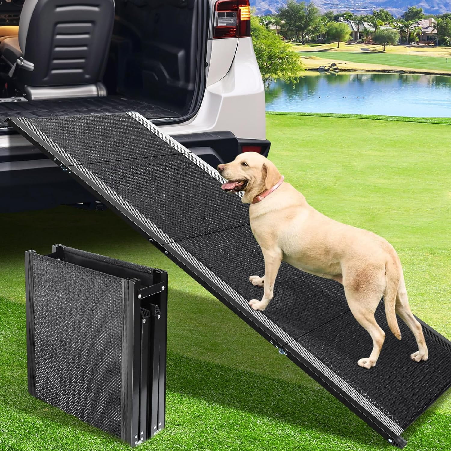 71''L x 17''W Dog Ramp for Car, FidoFun Folding Pet Ramp with Non-Slip ...