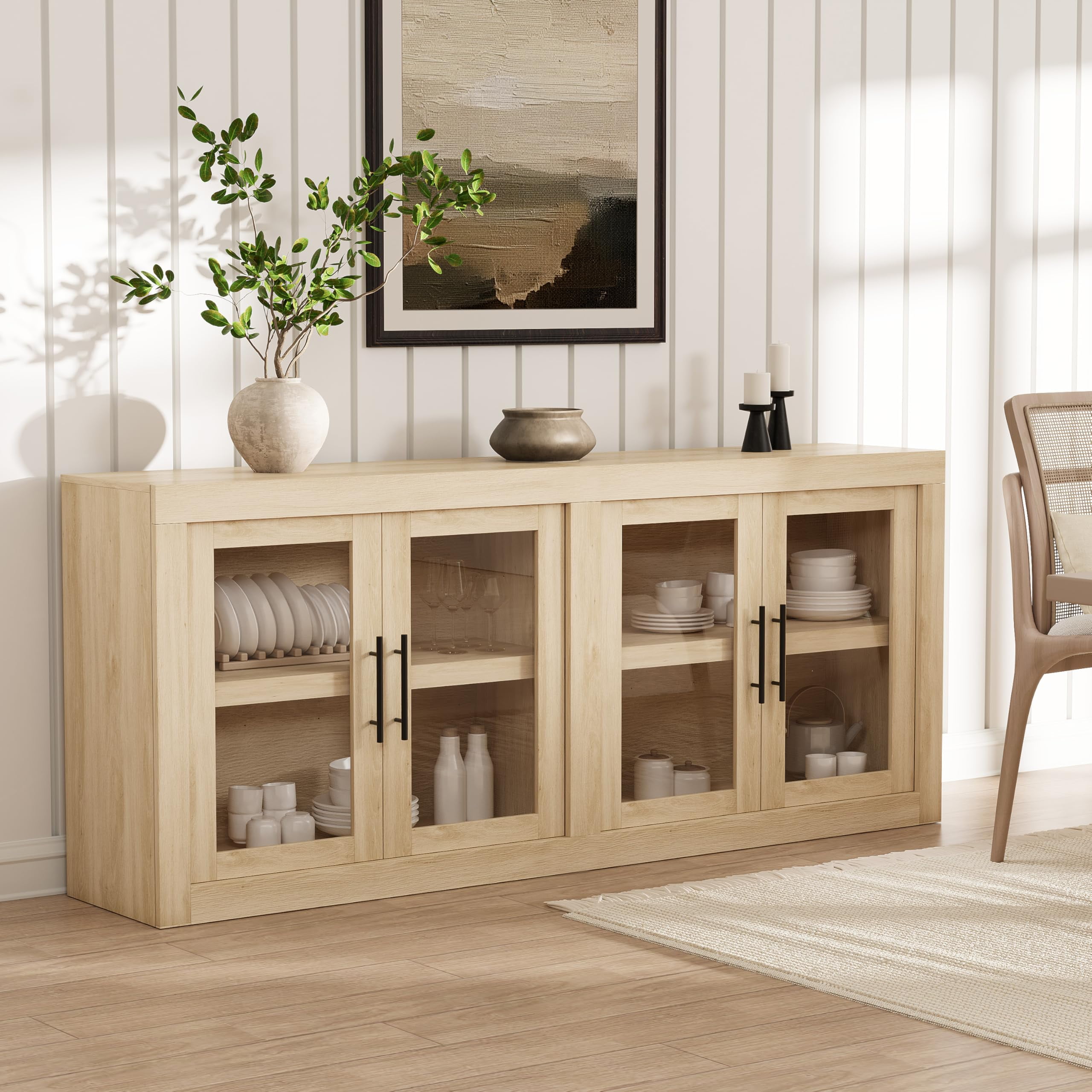 71" Large Buffet Sideboard with Storage, Modern Coffee Bar Cabinet with ...