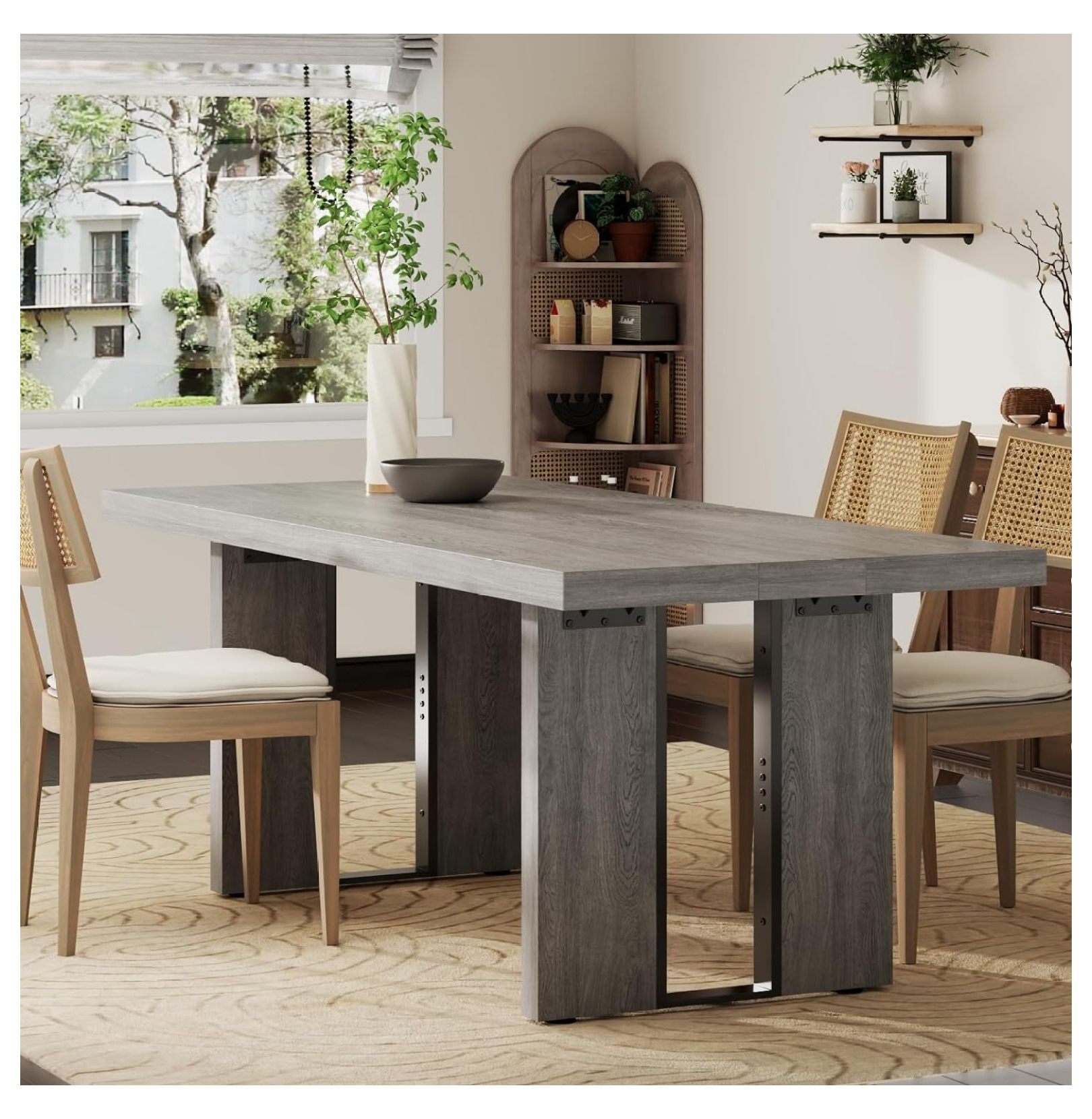 71" Large Dining Table, Rustic Farmhouse Dinner Table for 6 to 8 People ...