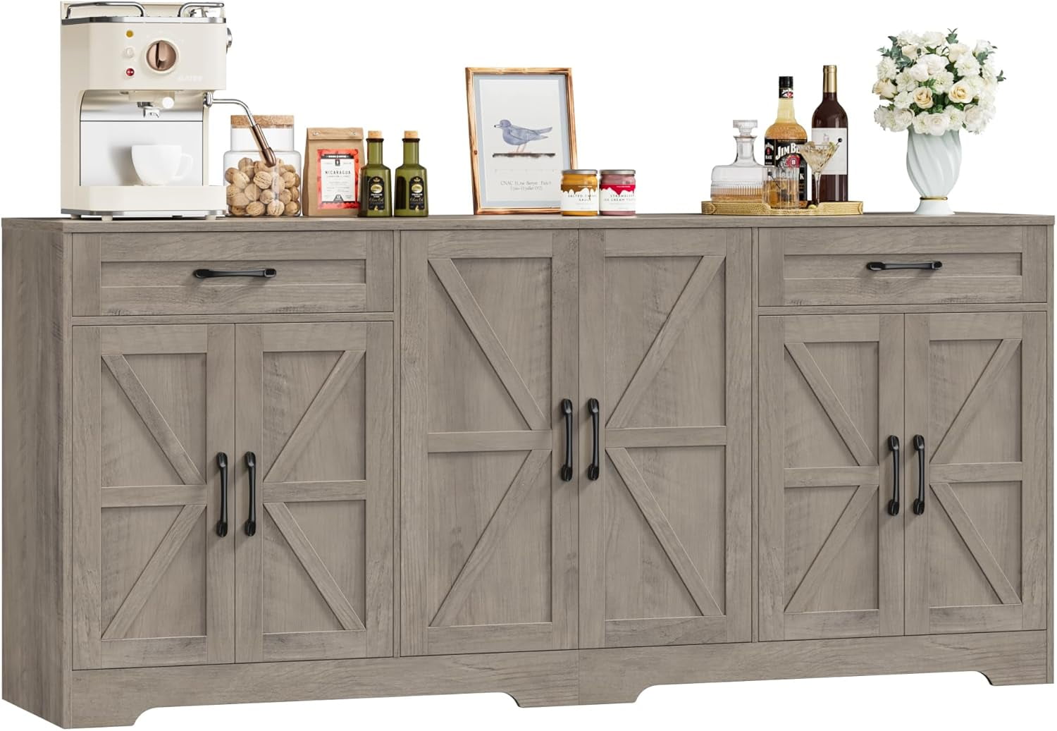 71” Large Sideboard Buffet Cabinet with Storage, Farmhouse Kitchen ...
