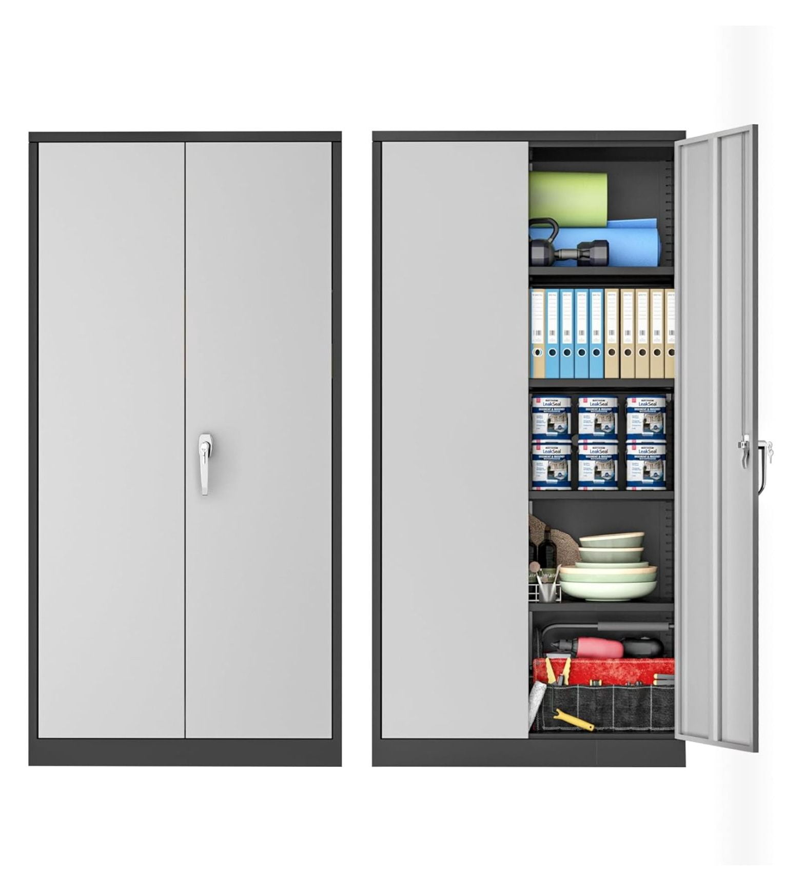 71" Lockable Steel Storage Cabinet, Locking Metal Storage Cabinets ...
