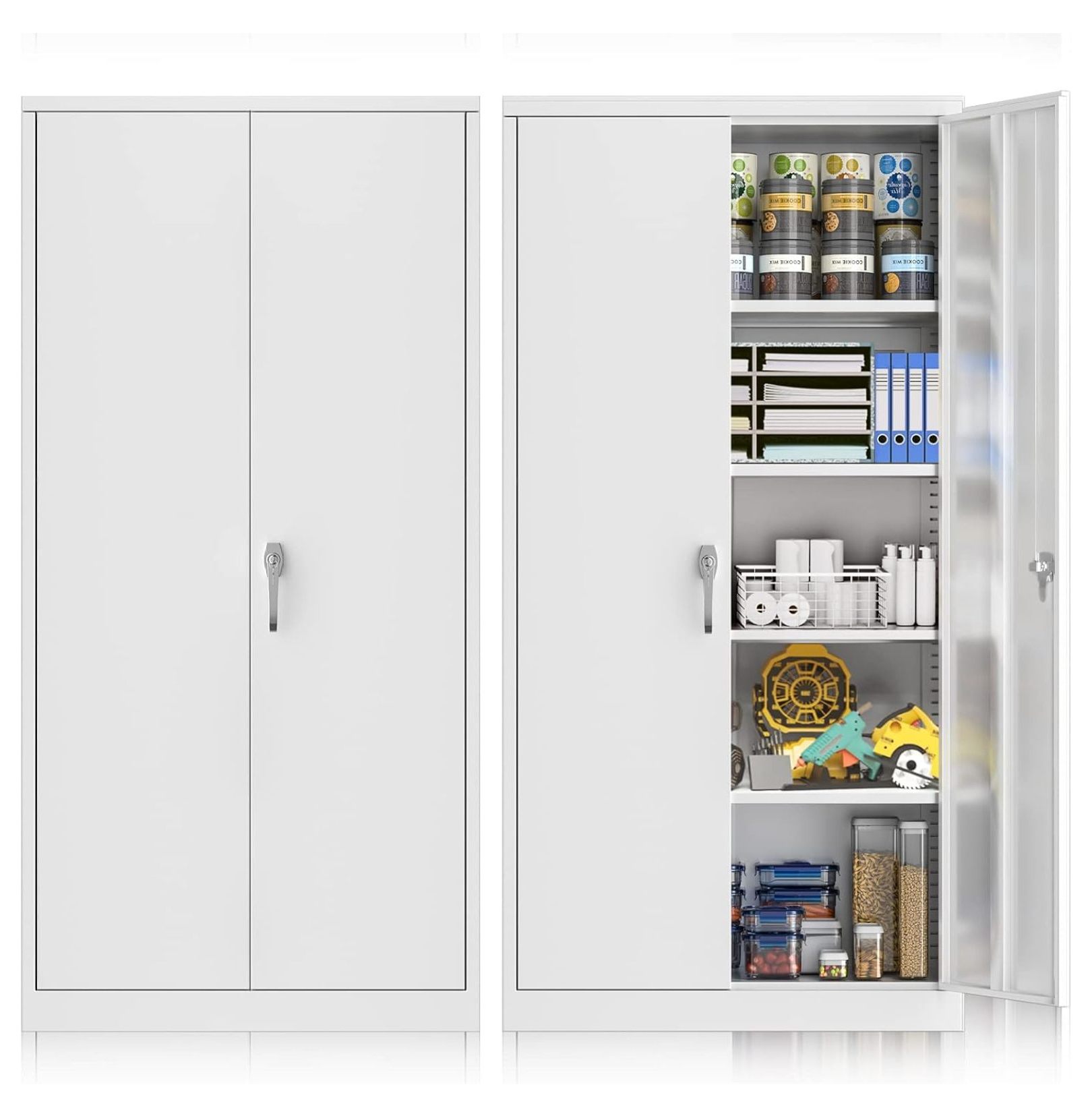 71" Lockable Steel Storage Cabinet, Locking Metal Storage Cabinets ...