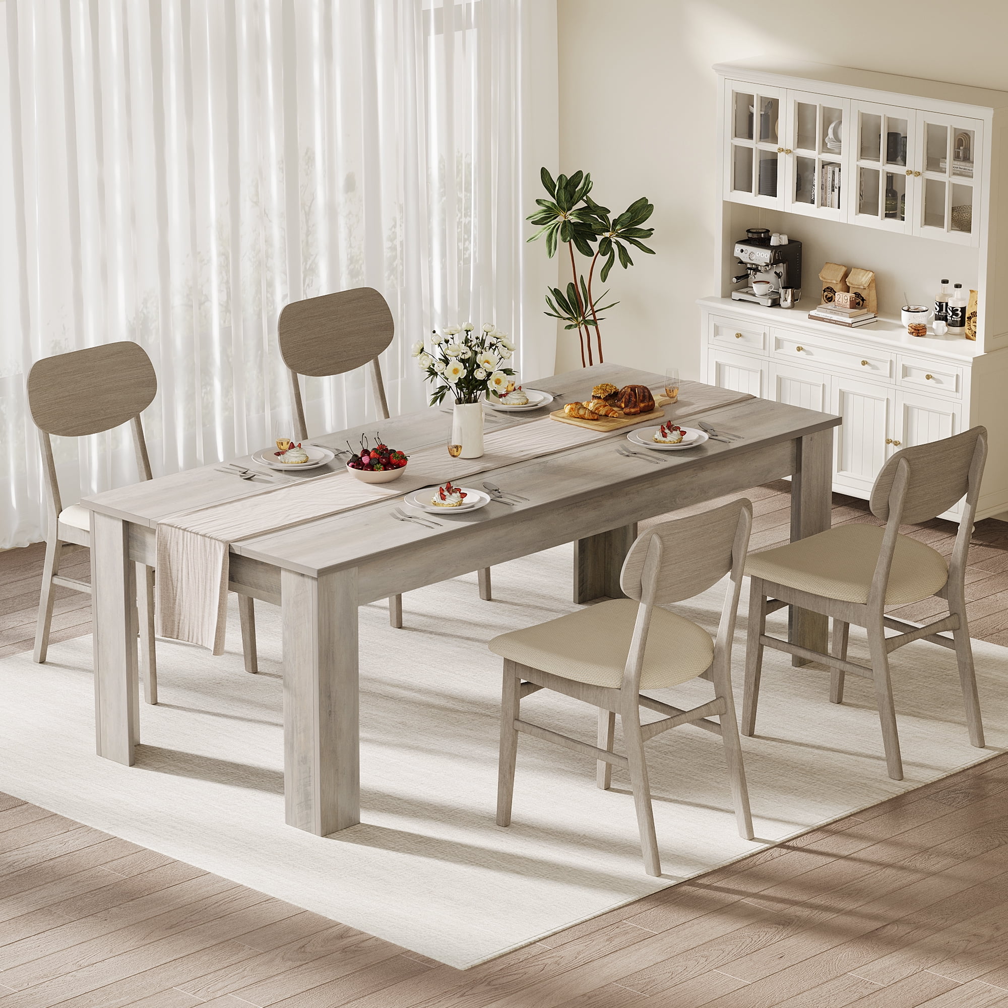 71" Long Dining Table for 6-8, Large Farmhouse Rectangular Kitchen ...