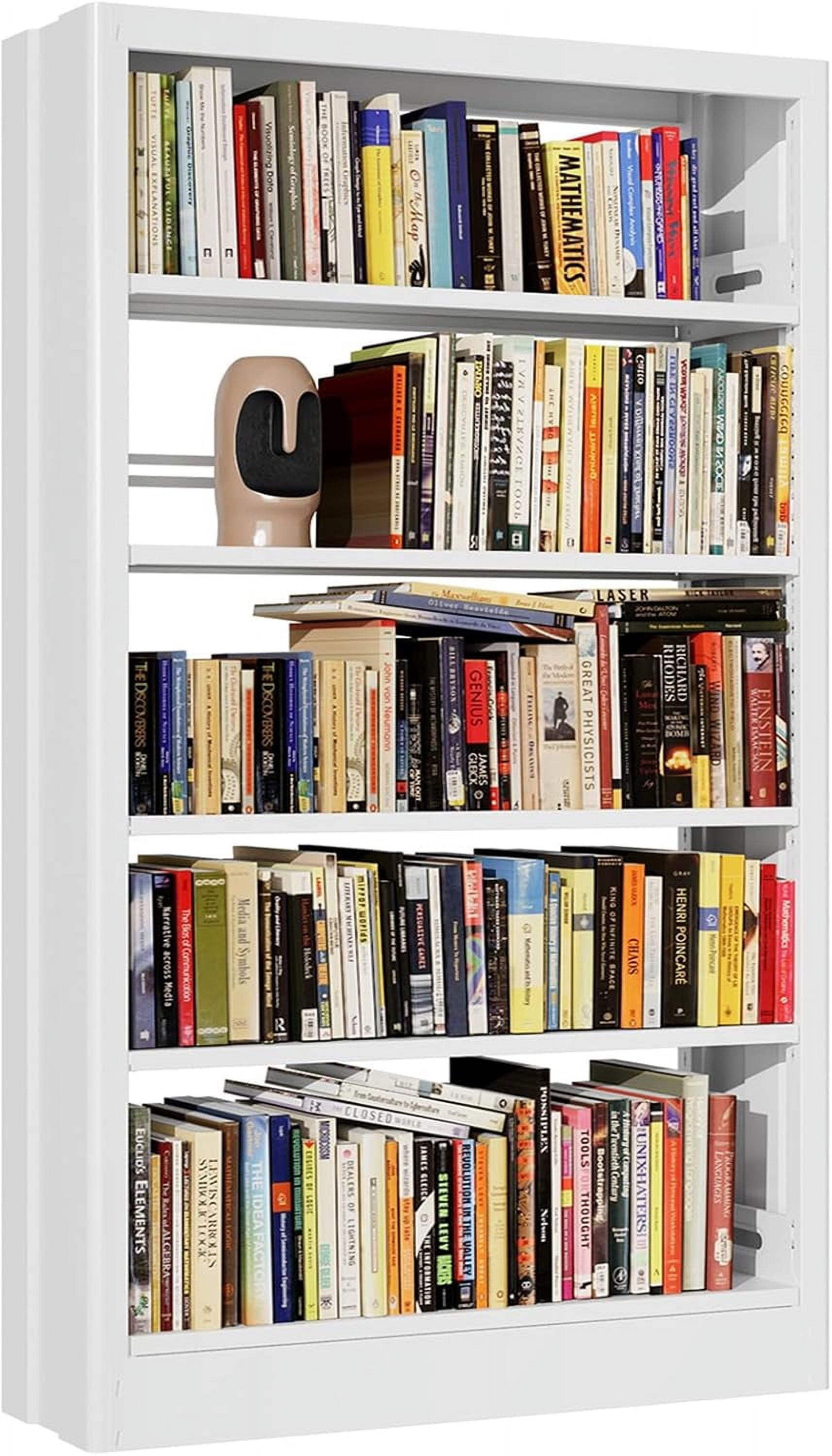 71" Metal Book Shelf,5 Tier Bookshelf with Adjustable Shelves,White ...