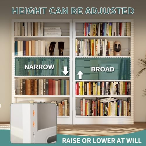 71" Metal Book Shelf,5 Tier Bookshelf with Adjustable Shelves,White ...